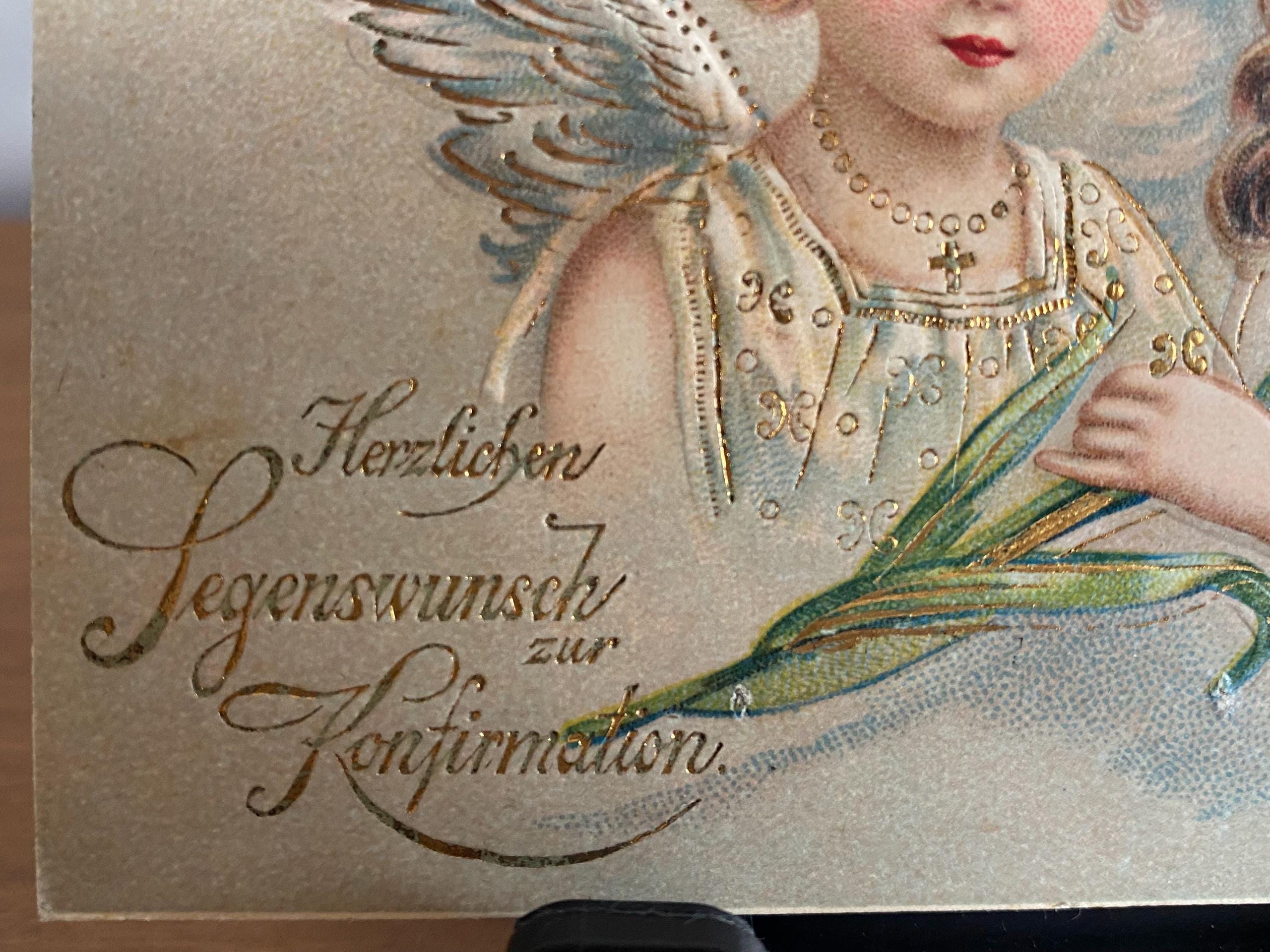 Antique German Postcard 1908 Confirmation Blessing – Embossed Religious ...