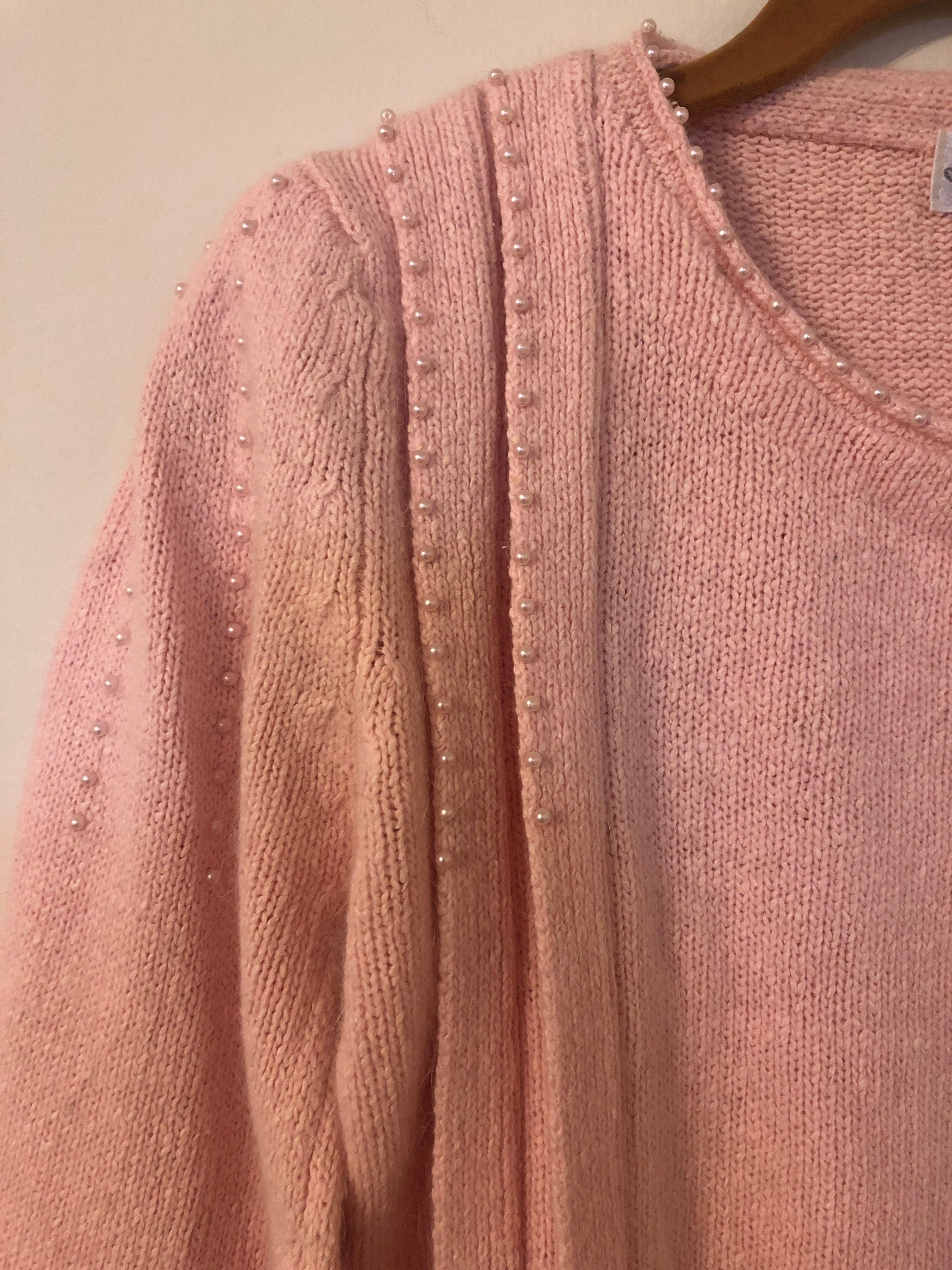 Vintage 80's SILK ANGORA SWEATER Cropped Pink Sweater - Etsy México