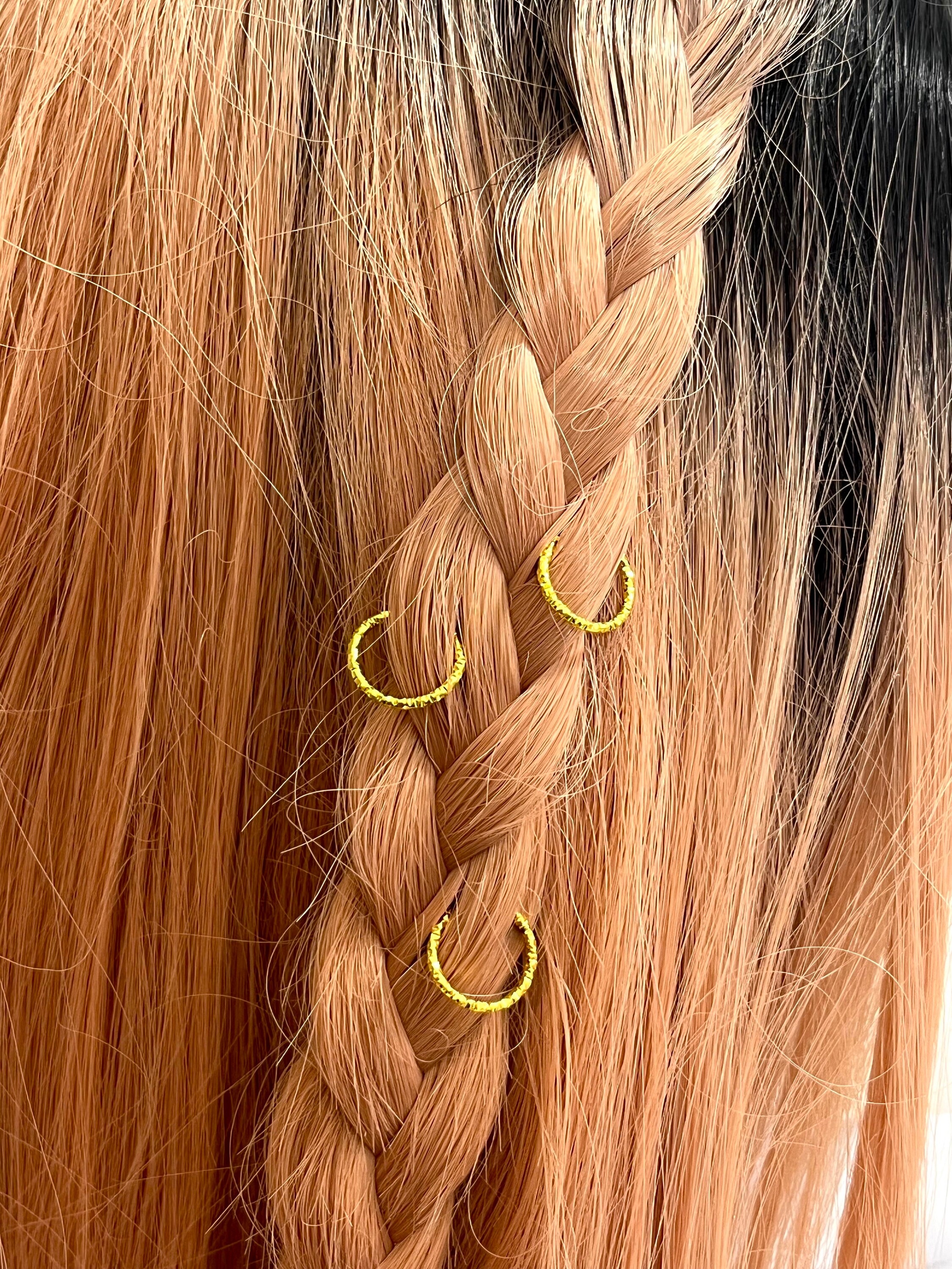 Circle Hair Rings Charms Hair Accessories Minimalist Gold Plated Braid ...