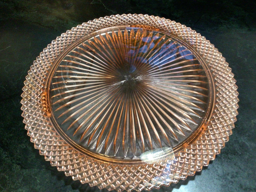 Stunning Vintage Anchor Hocking miss America Pink Footed Cake Plate - Etsy