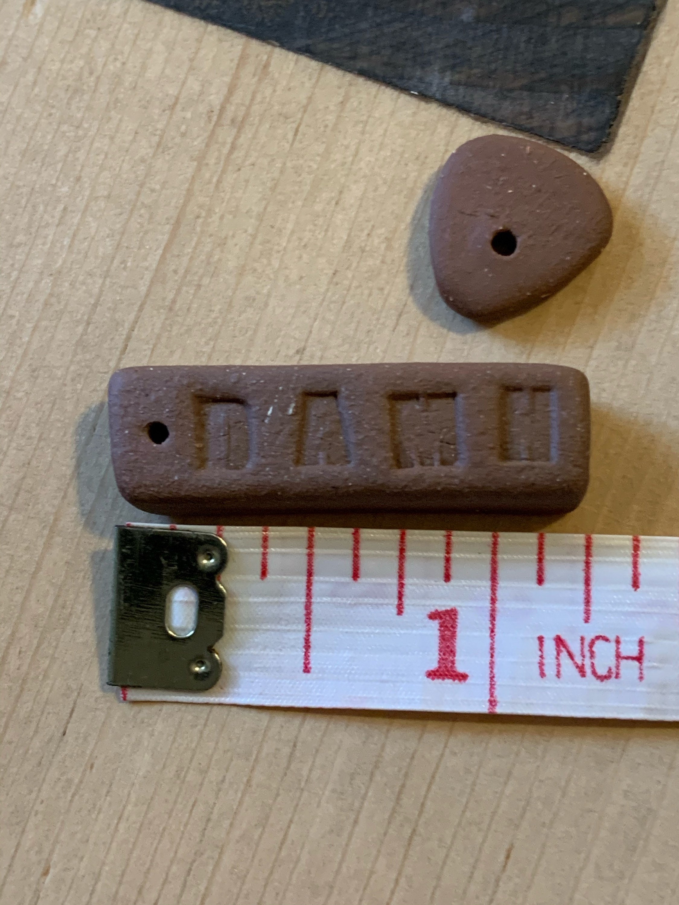 Two Handmade Clay Beads Pendant Red Clay With damn Stamp, One Simple - Etsy