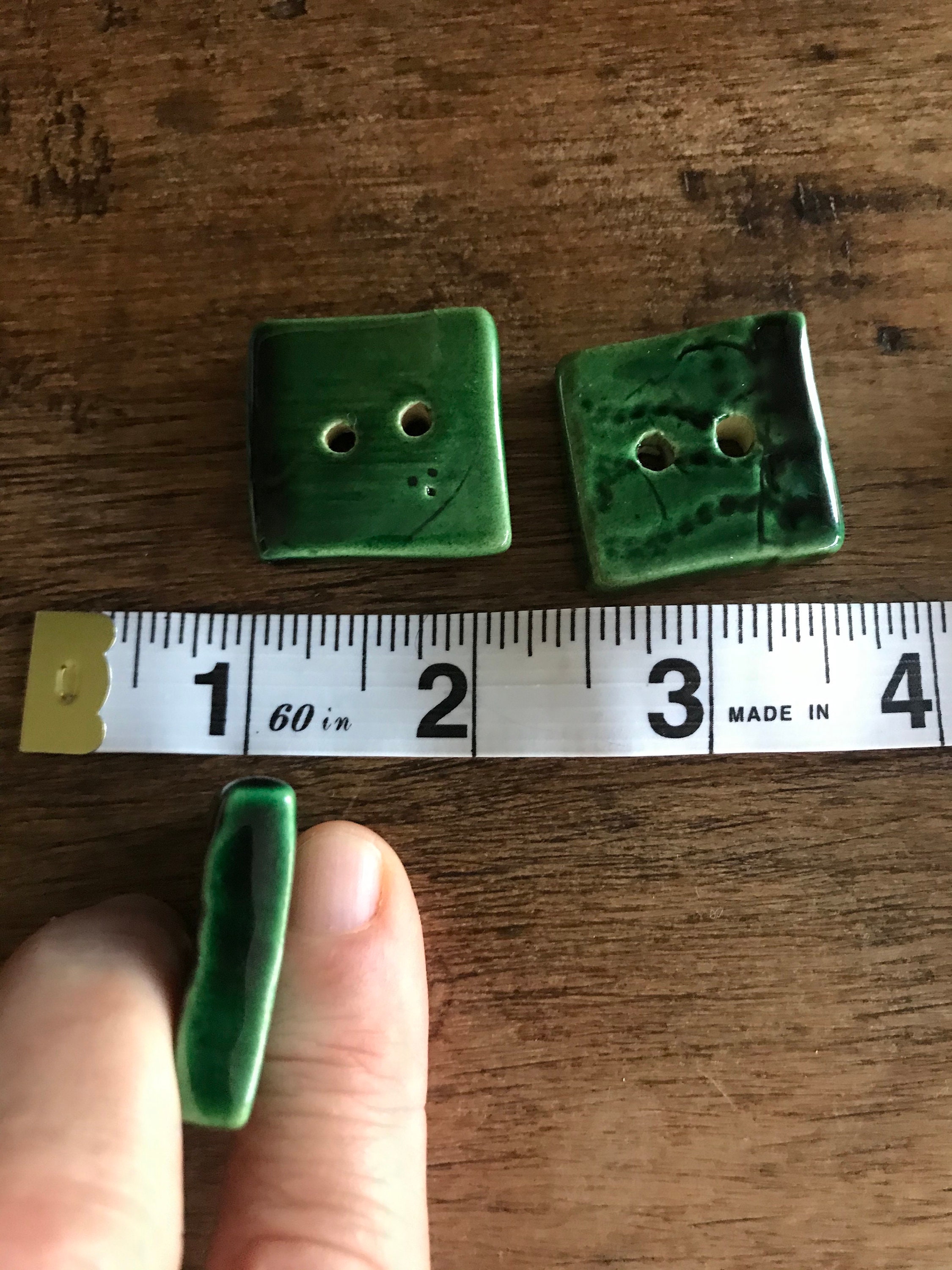Deep Green Glossy One Inch Square Ceramic Buttons - Lot of 3 - Etsy UK