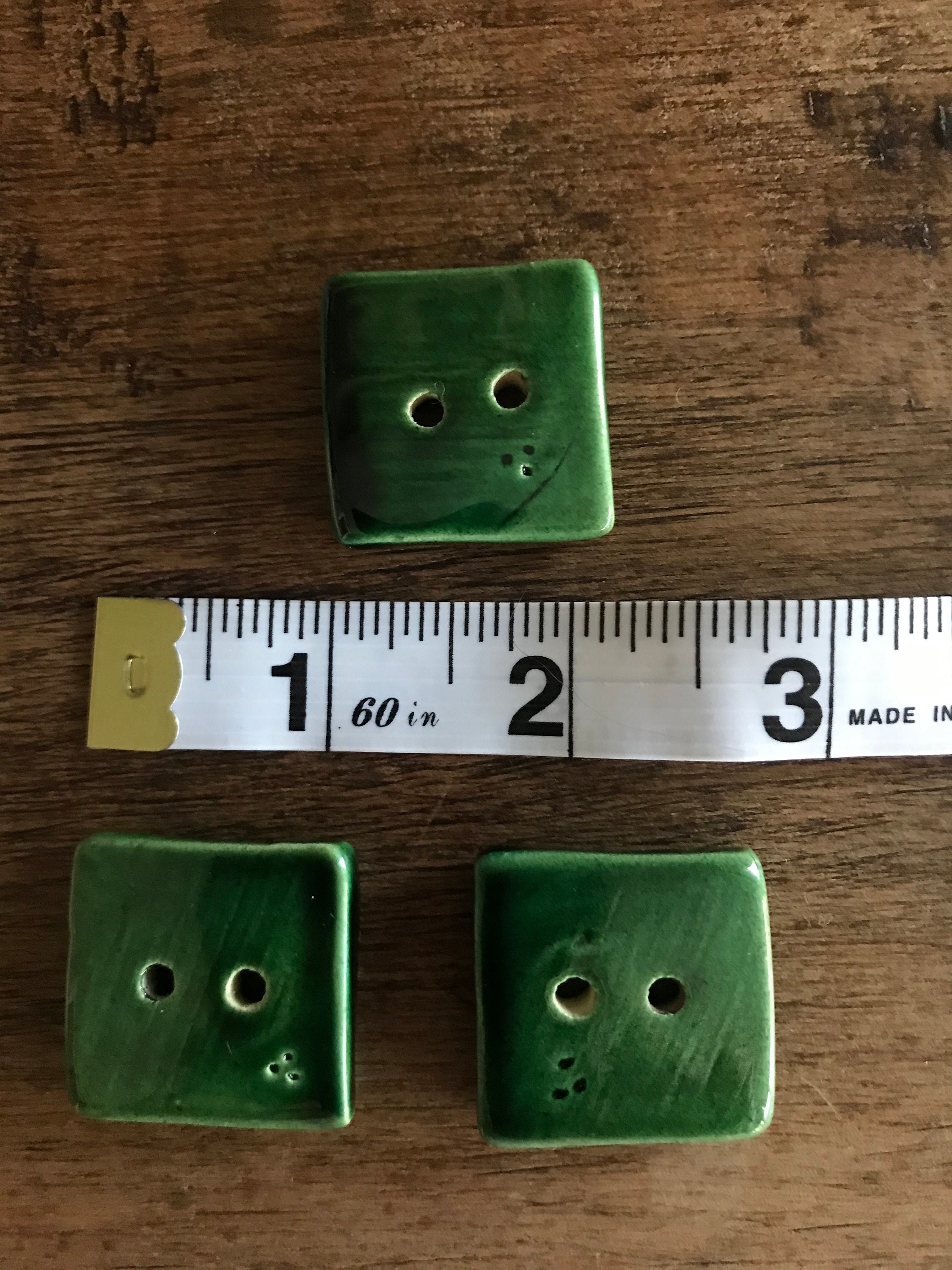 Deep Green Glossy One Inch Square Ceramic Buttons - Lot of 3 - Etsy UK