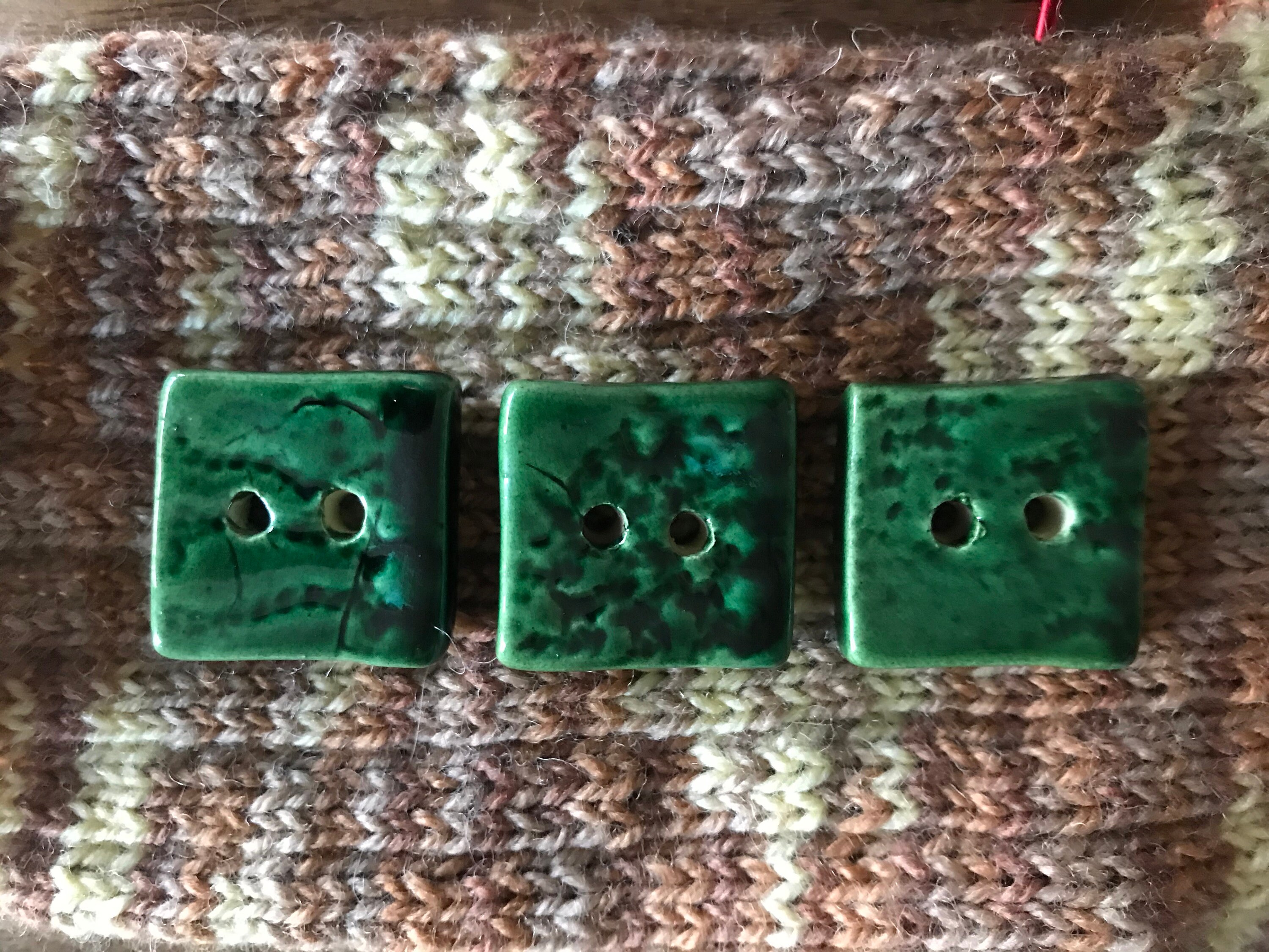 Deep Green Glossy One Inch Square Ceramic Buttons - Lot of 3 - Etsy UK