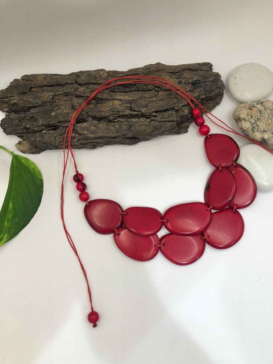 Bella Red Statement Necklace, Tagua Eco-friendly Sustainable Ethical ...