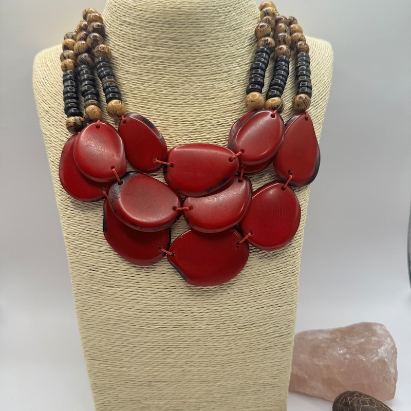 Red Statement Necklace - Etsy