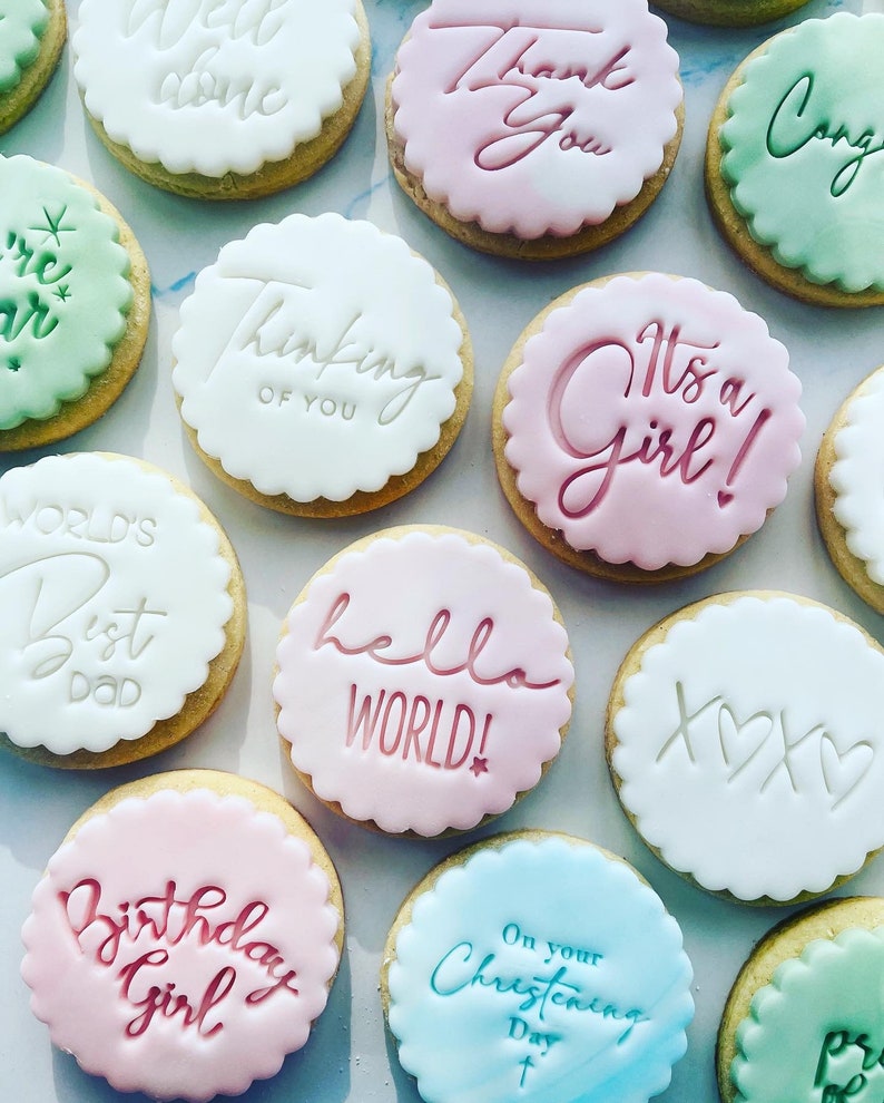 Individual Fondant Iced Sugar Cookie Stamped Message Biscuit - Etsy UK