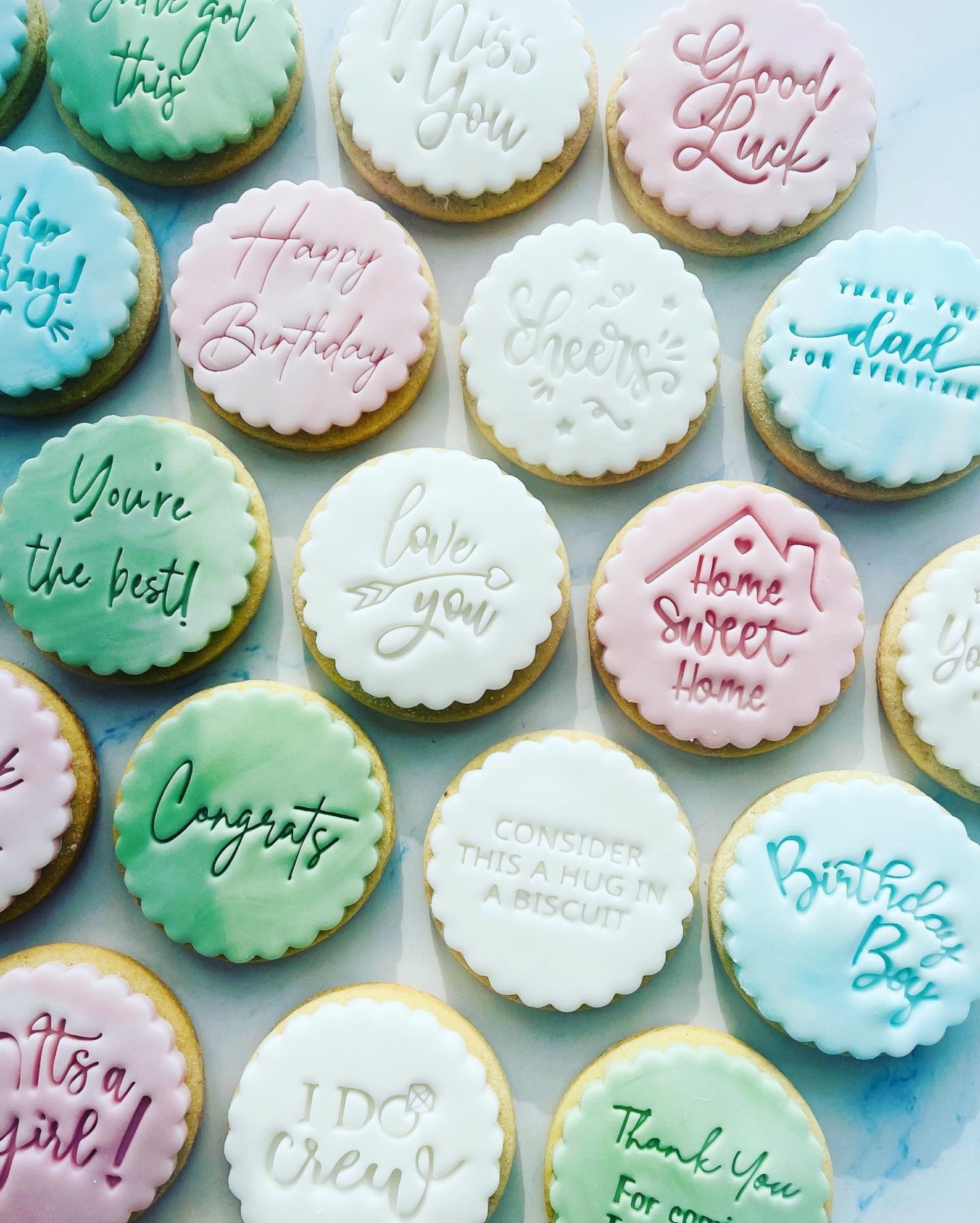 Individual Fondant Iced Sugar Cookie Stamped Message Biscuit - Etsy UK