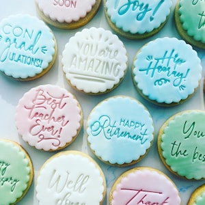 Individual Fondant Iced Sugar Cookie Stamped Message Biscuit - Etsy UK