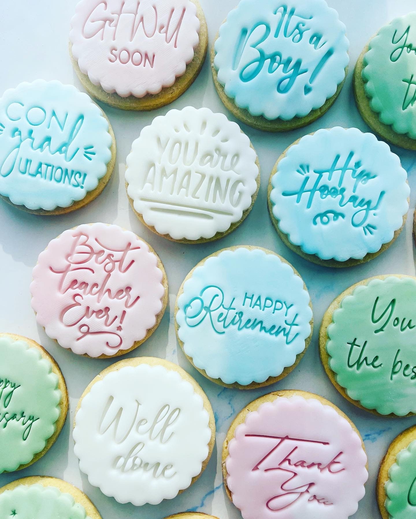 Individual Fondant Iced Sugar Cookie Stamped Message Biscuit - Etsy UK