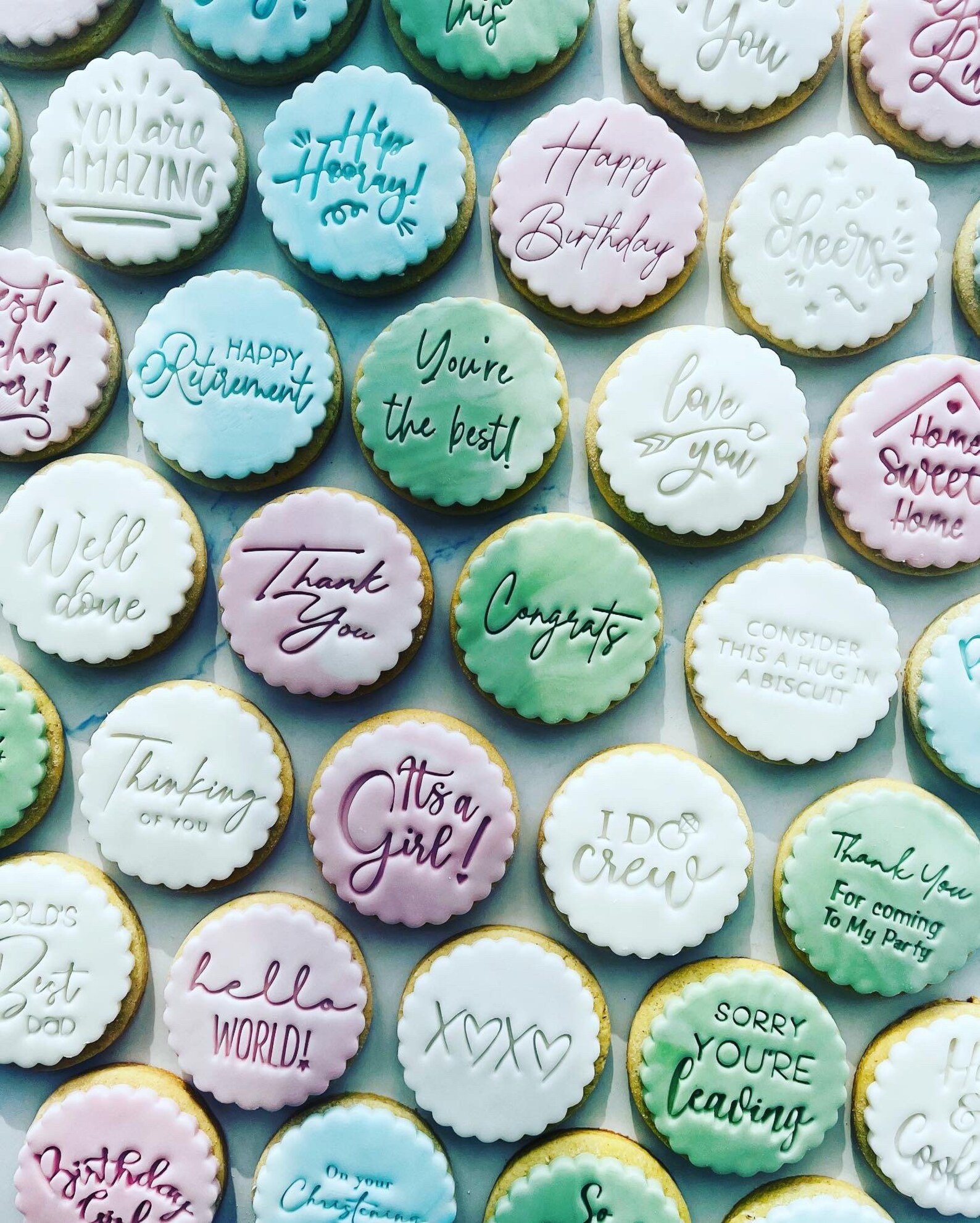 Individual Fondant Iced Sugar Cookie Stamped Message Biscuit - Etsy UK