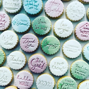 Individual Fondant Iced Sugar Cookie Stamped Message Biscuit - Etsy UK