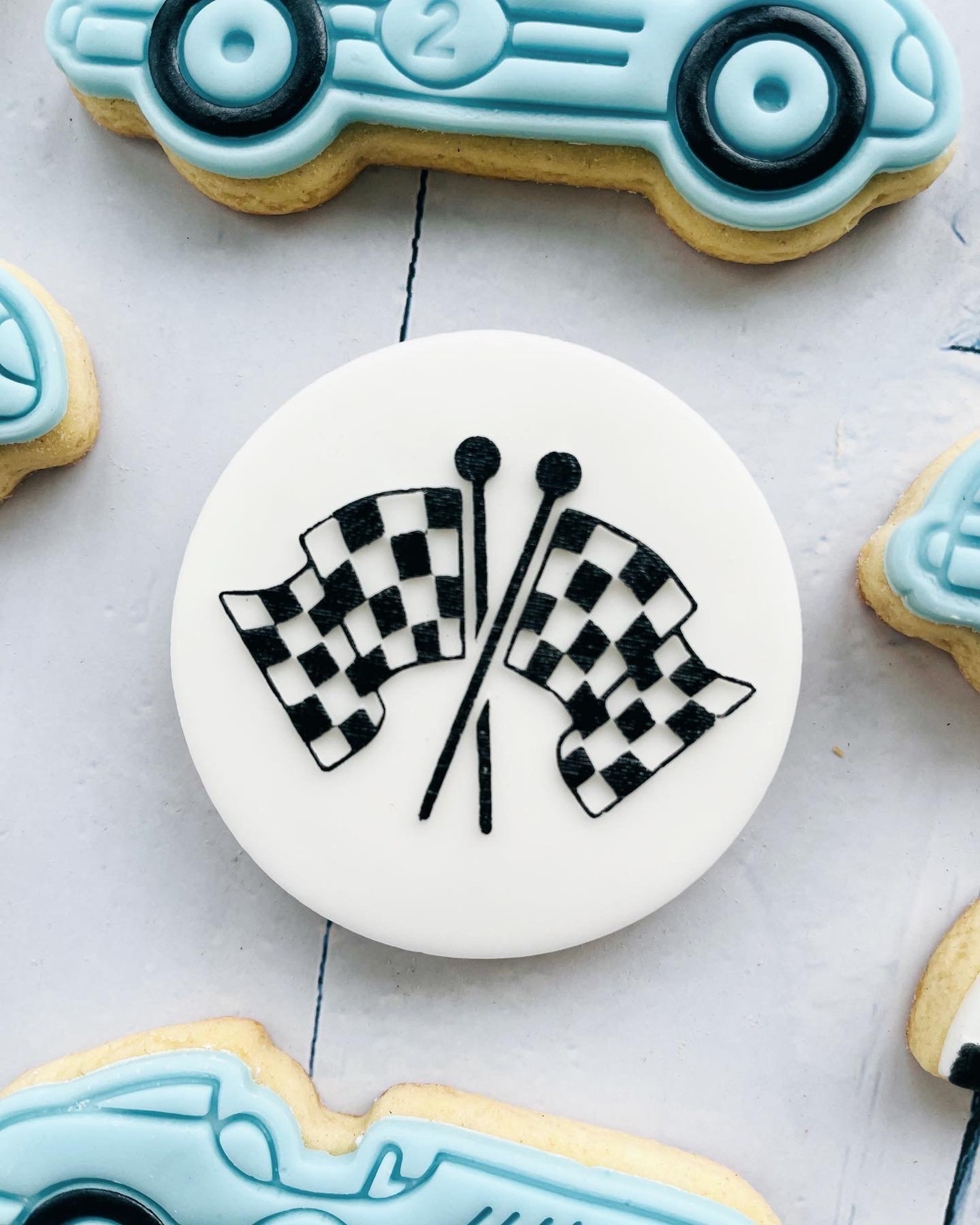 Car/ Speed/ Two Fast/ Race Car Themed Fondant Iced Sugar Cookie ...