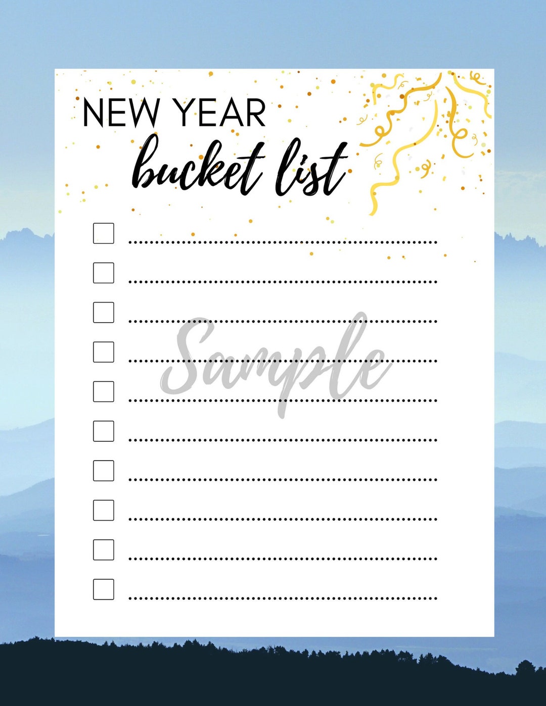 2023 New Years Bucket List | Downloadable PDF Printable | Resolution ...
