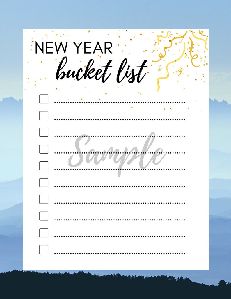 2023 New Years Bucket List | Downloadable PDF Printable | Resolution ...
