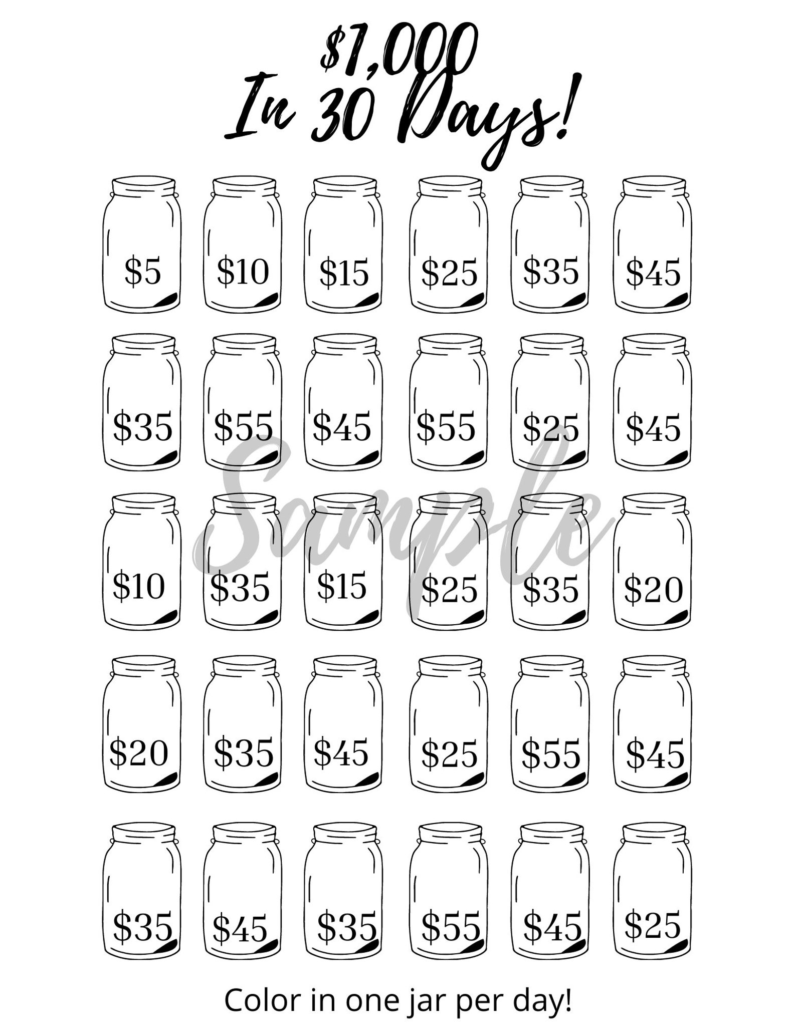 Save 1,000 in 30 Days! | Money Savings Challenge Printable ...