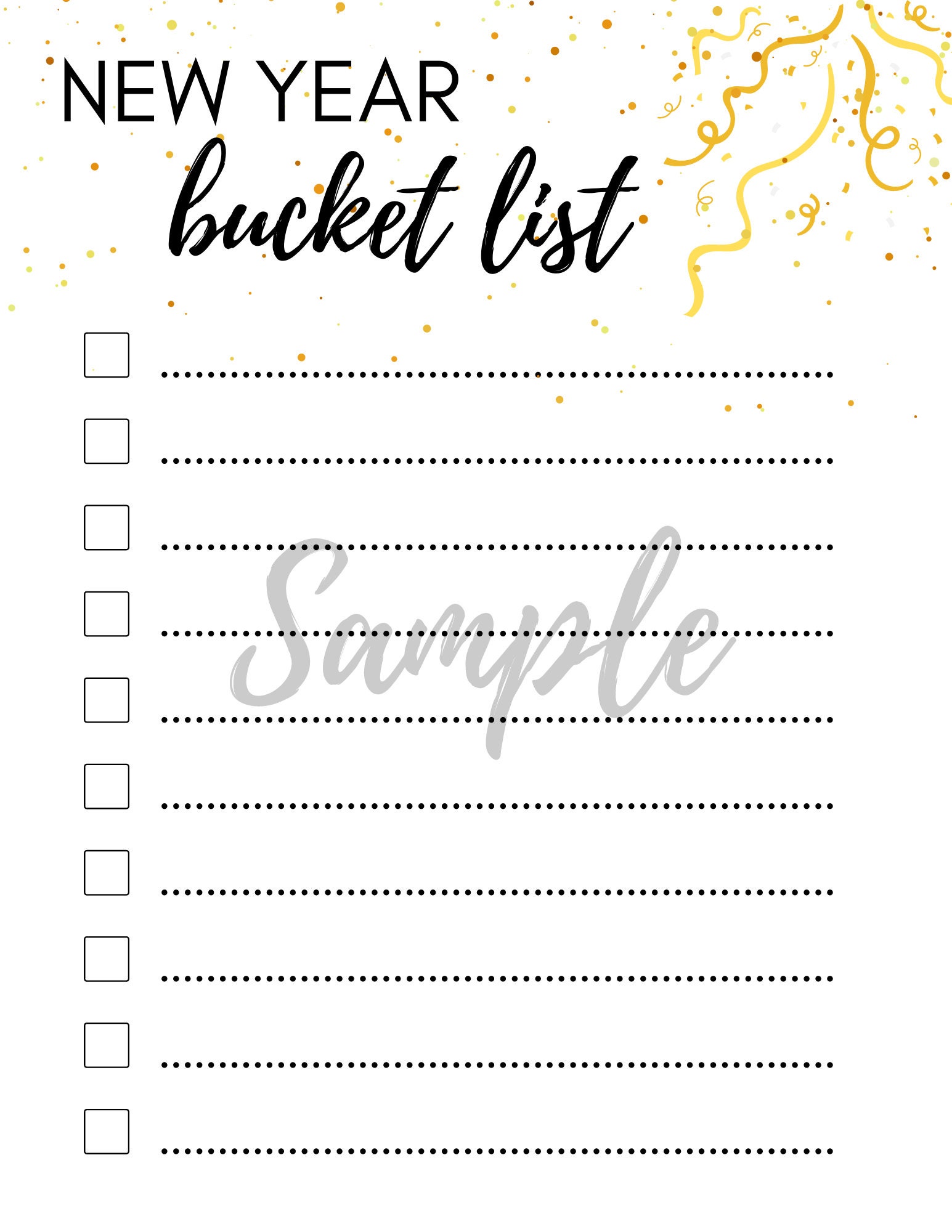 2023 New Years Bucket List | Downloadable PDF Printable | Resolution ...
