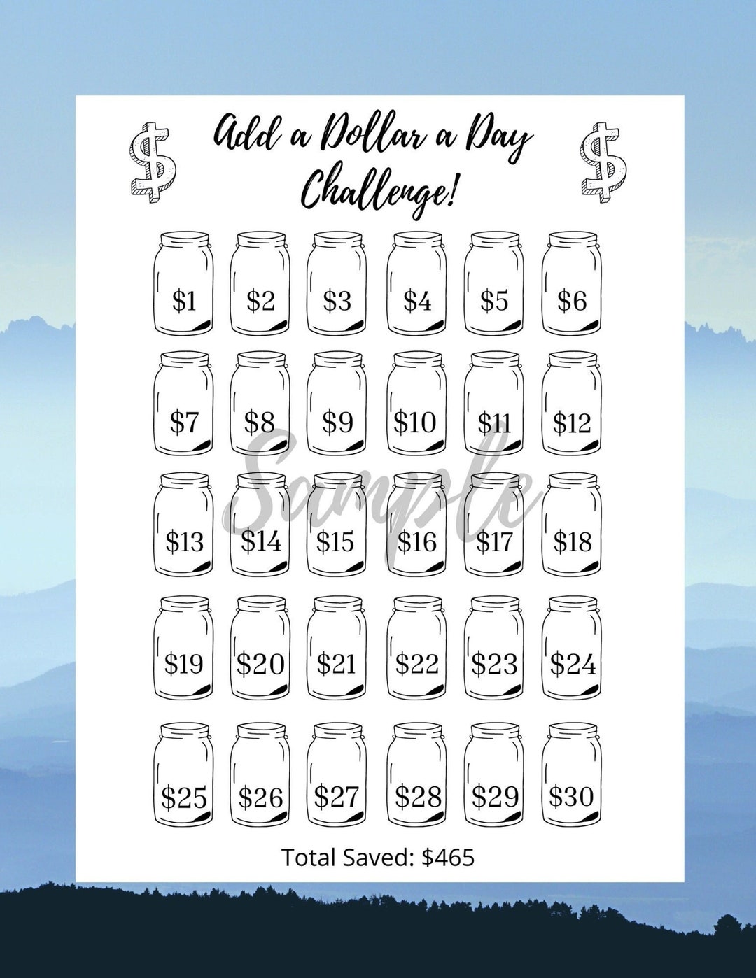 Add a Dollar a Day Challenge! | Money Savings Challenge Printable ...