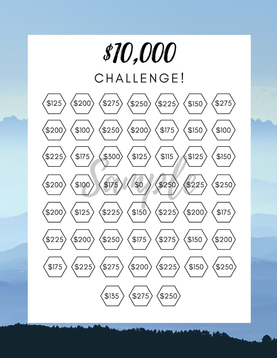 10,000 Dollar Challenge | Downloadable PDF Printable | Money Savings ...