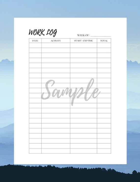 Simple Work Log Printable Time Log Time Tracker Working | Etsy
