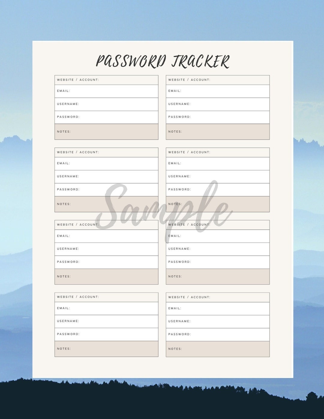 Printable Password Tracker | Password Log | Password Organizer ...