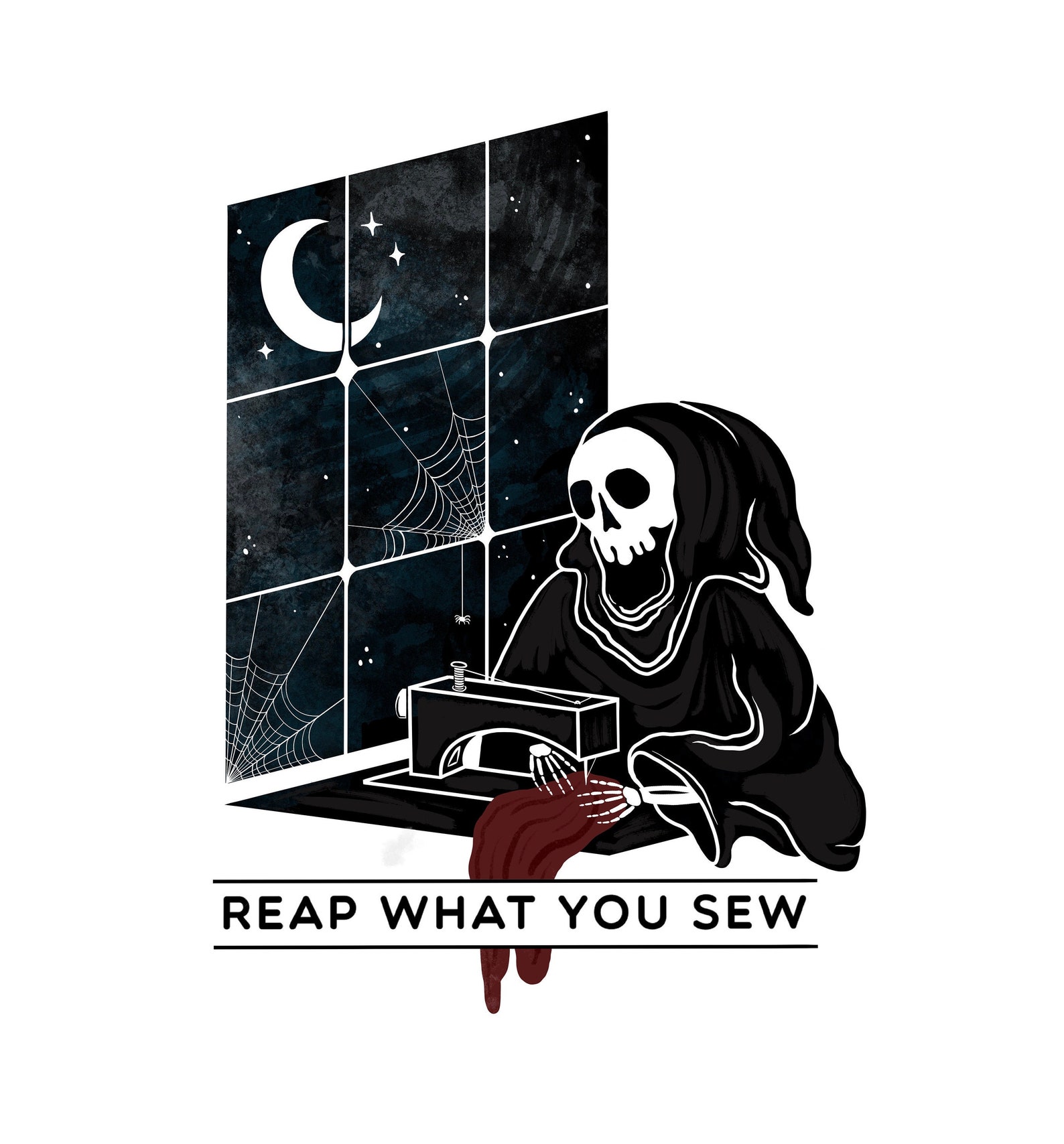 Reap What You Sew Print Grim Reaper Sewing Art Print - Etsy