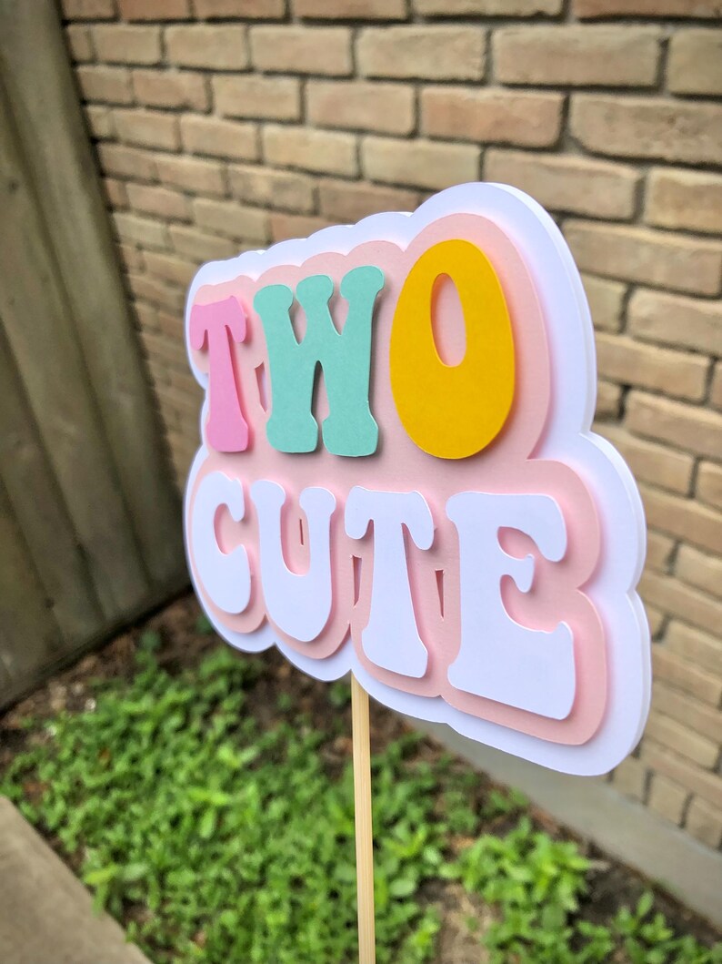Two Cute Cake Topper | Two Cake Topper | 2 Cake Topper | Pink Two Cake ...