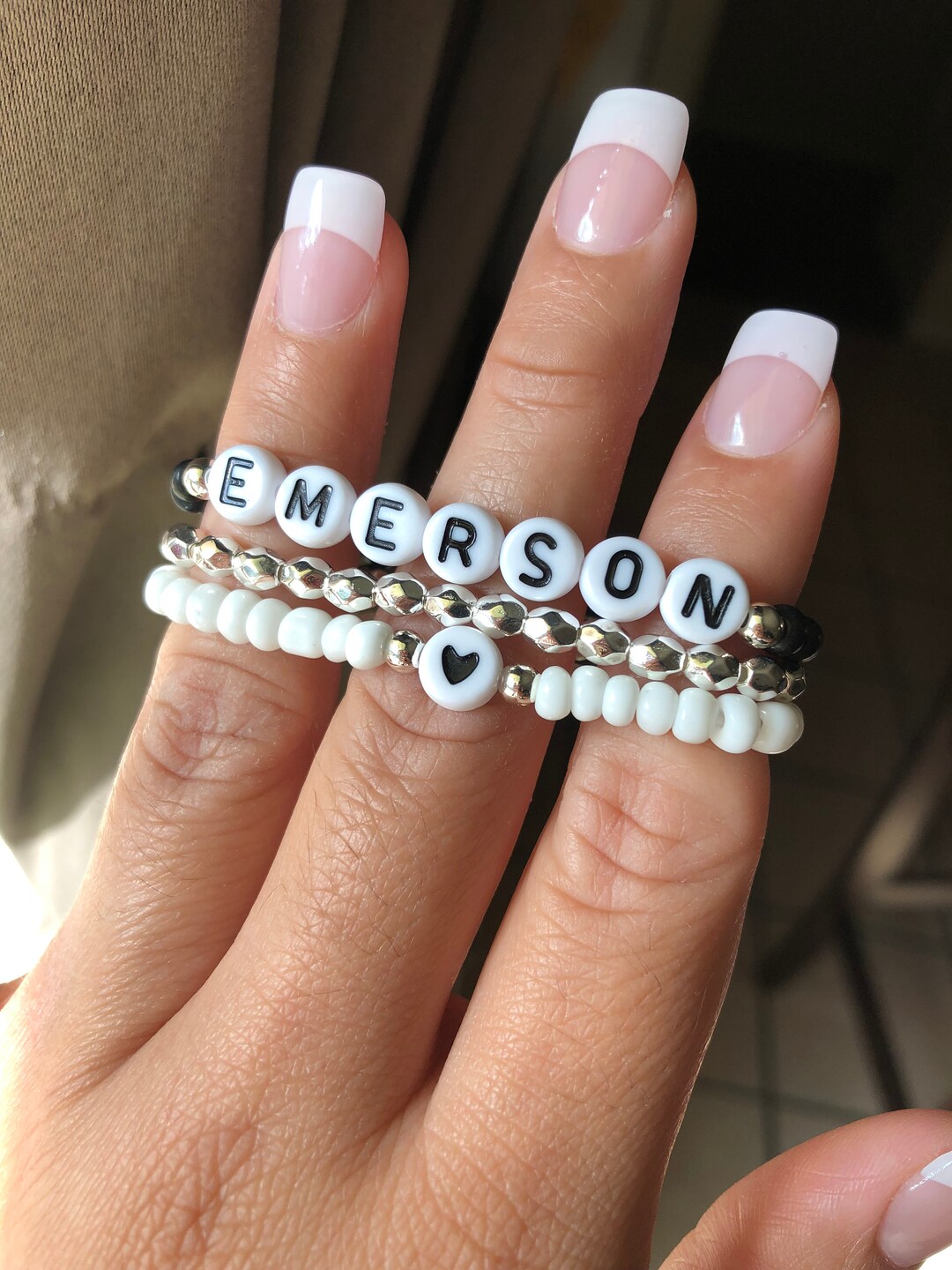 Little Girls Stack Bracelet Set | Black and Silver Stack Bracelet Set ...