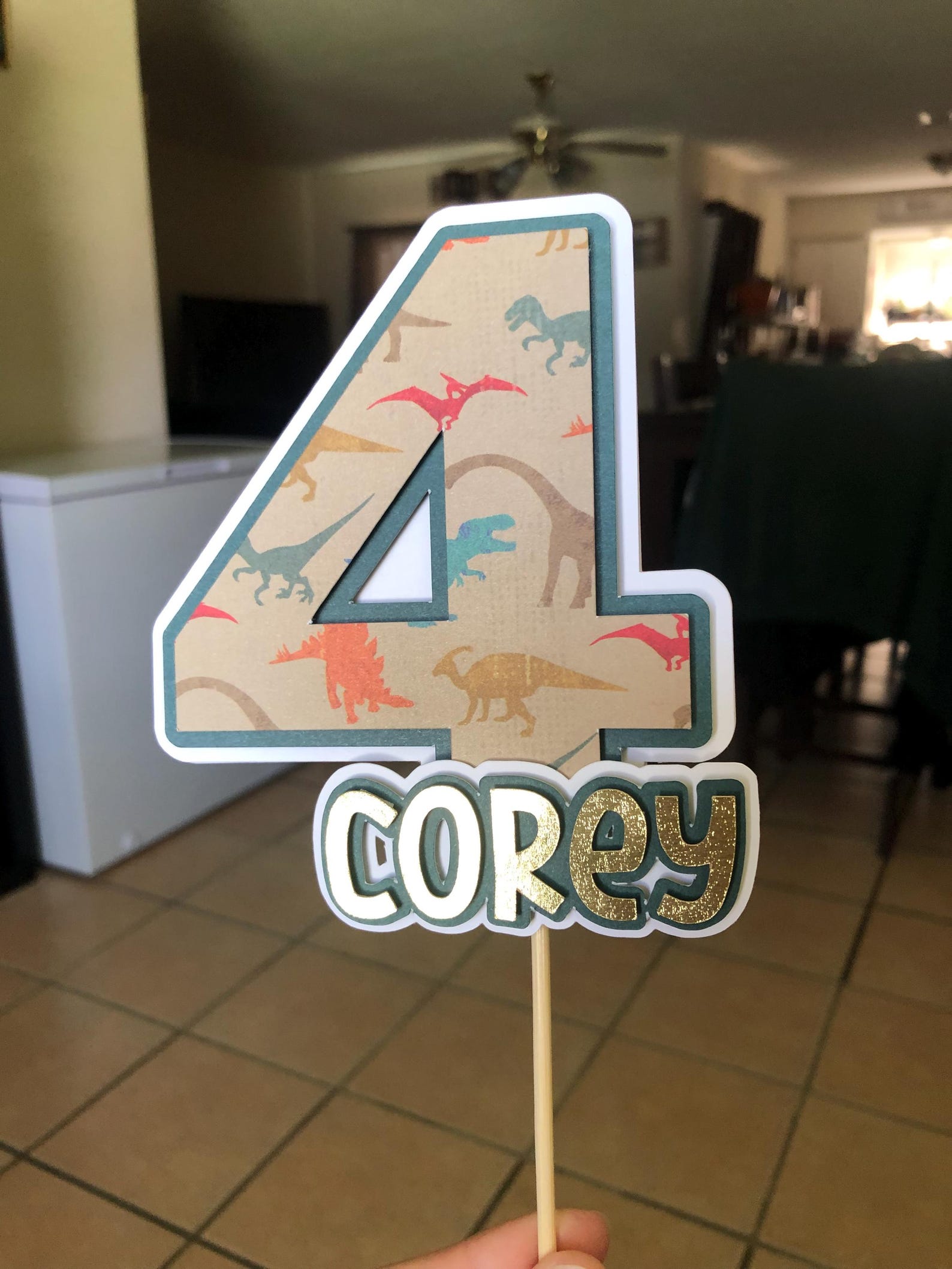 Dinosaur Number Cake Topper | Boys Dinosaur Cake Topper | Custom Number ...