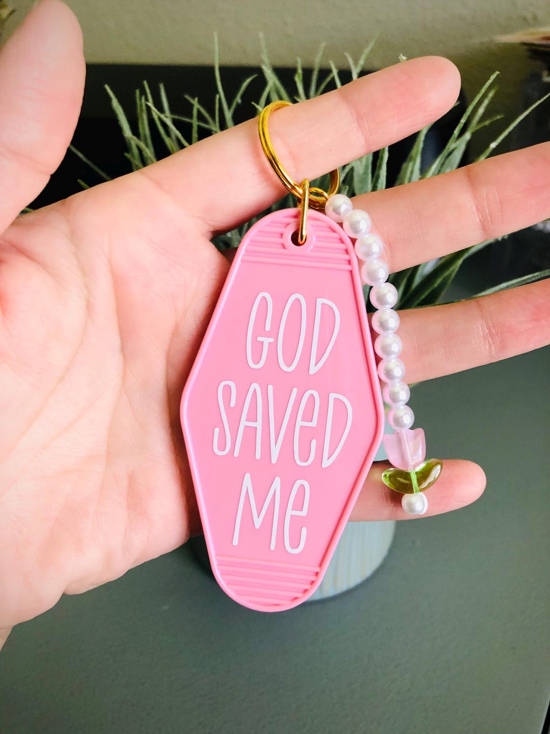 God Saved Me Keychain | Faith Keychain | Cute Motel Keychain ...
