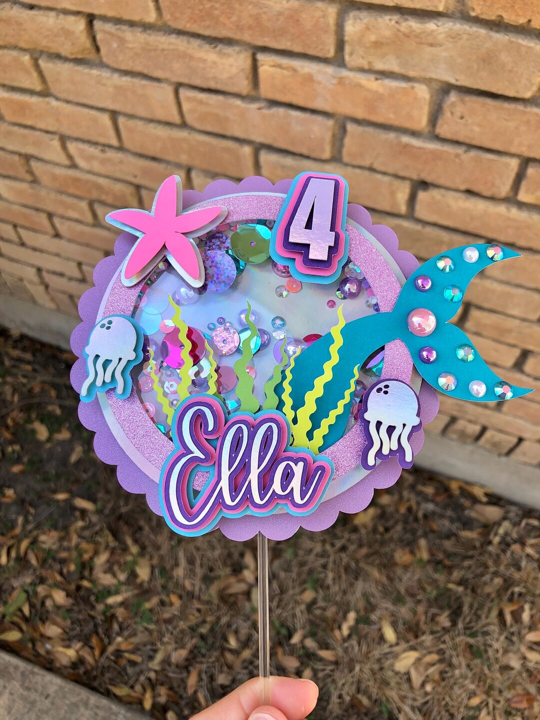 Mermaid Cake Topper | Mermaid Shaker Cake Topper | Mermaid Sequin Cake ...