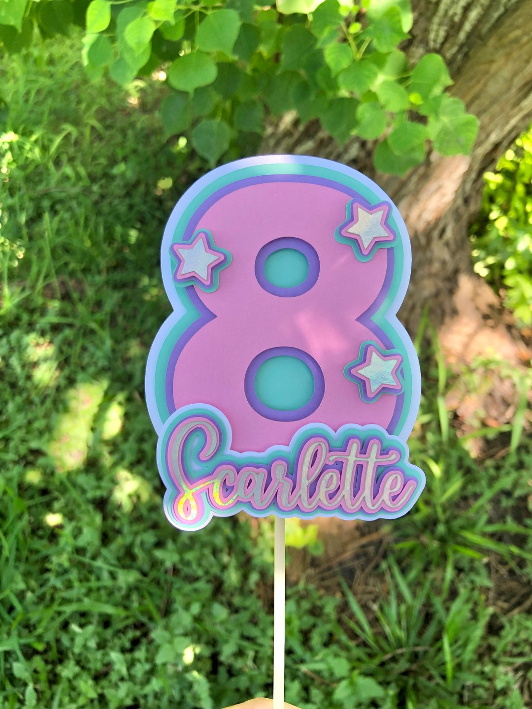 Custom Name Cake Topper | Unicorn Color Cake Topper | Pastel Cake ...