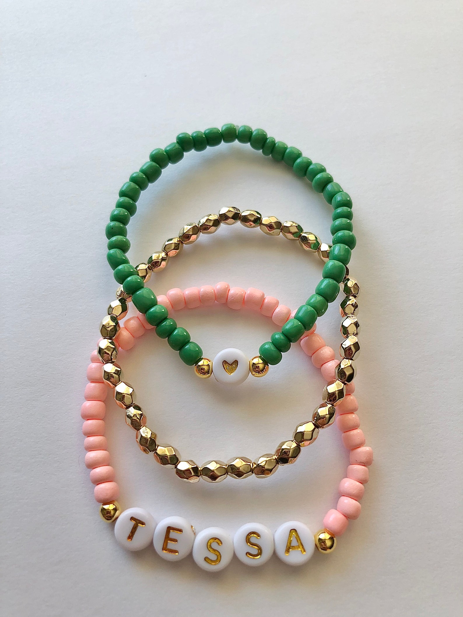 Little Girls Stack Bracelet Set Girls Name Bracelet Set - Etsy