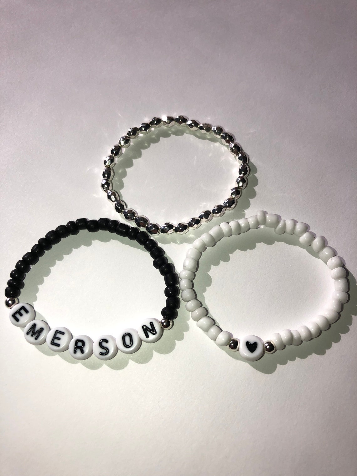 Little Girls Stack Bracelet Set Black and Silver Stack - Etsy