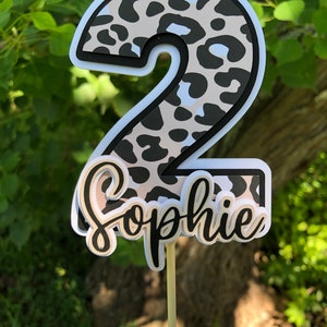 Cheetah Cake Topper | Leopard Cake Topper | Custom Name Cake Topper ...