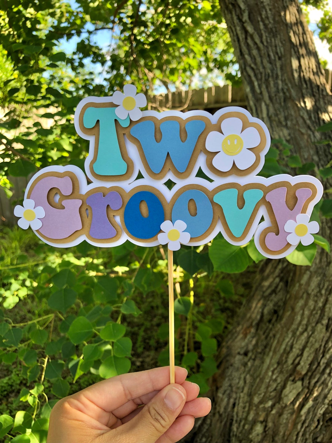 Two Groovy Cake Topper | Groovy Cake Topper | Retro Cake Topper | Daisy ...