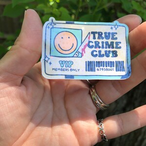 True Crime Club Waterproof Sticker Bookish Sticker Bookish Gift Book ...