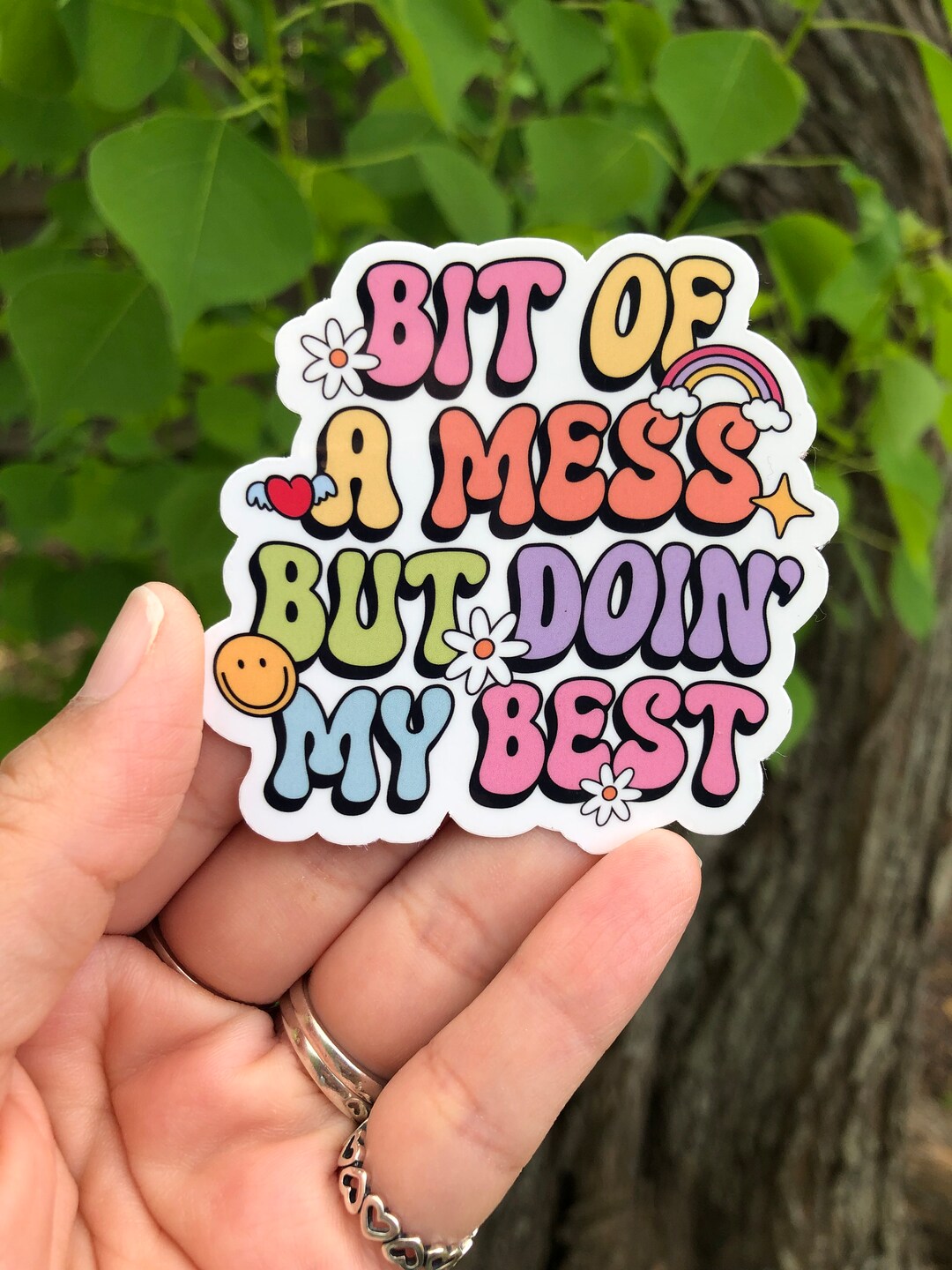 Bit of a Mess but Doin’ My Best Sticker | Motivational Vinyl Sticker ...