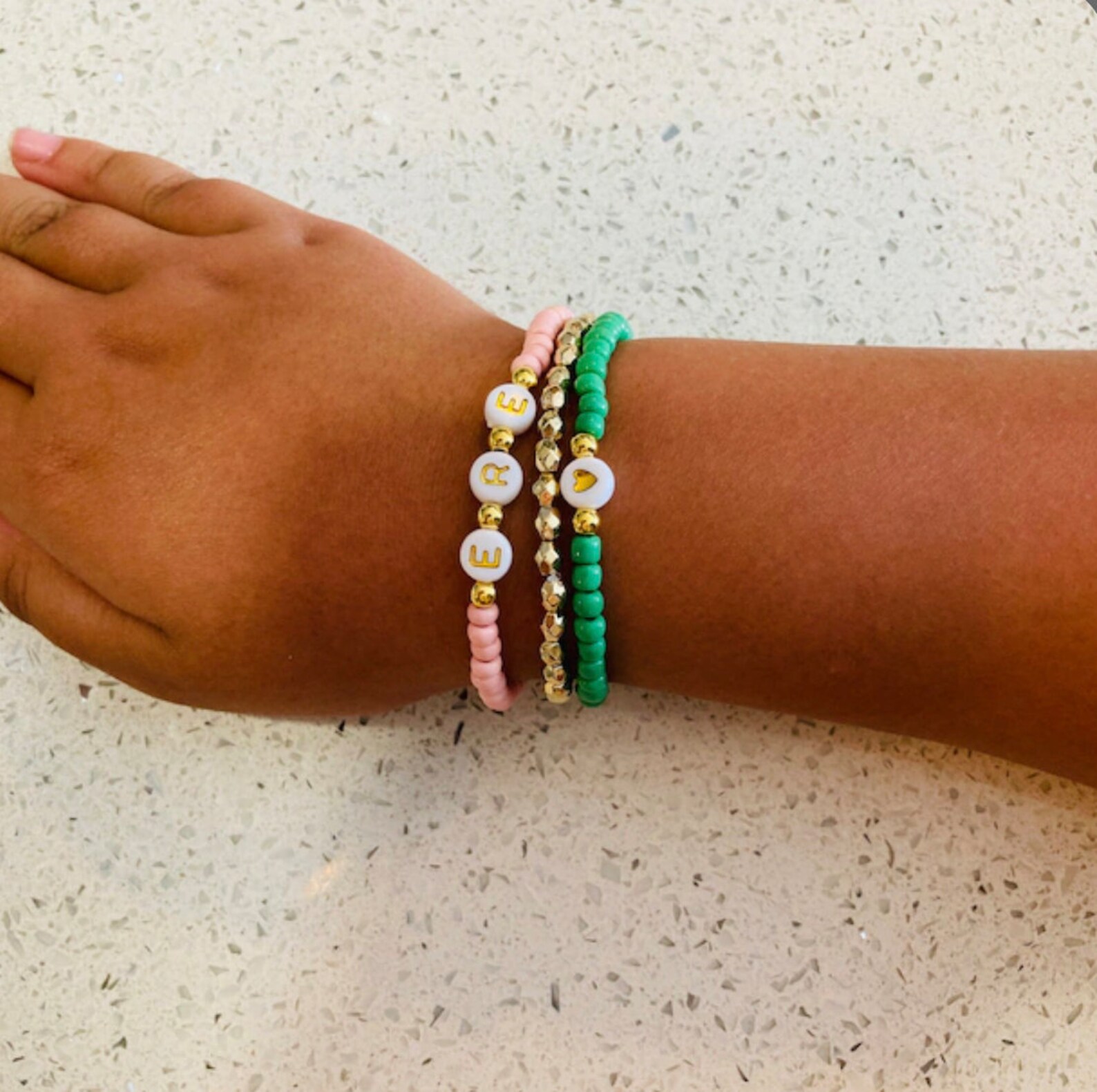 Little Girls Stack Bracelet Set Girls Name Bracelet Set - Etsy