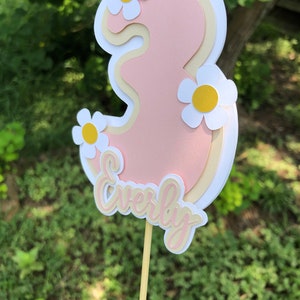 Three Cake Topper | Third Birthday Cake Topper | Groovy Cake Topper ...