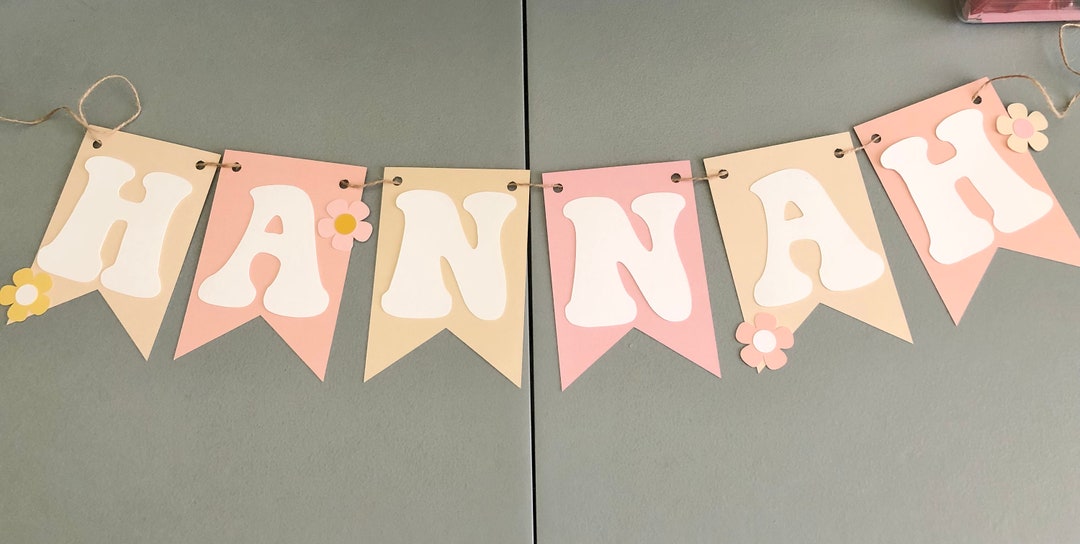 Custom Name Banner | Birthday Name Banner | Groovy Name Banner | Retro ...
