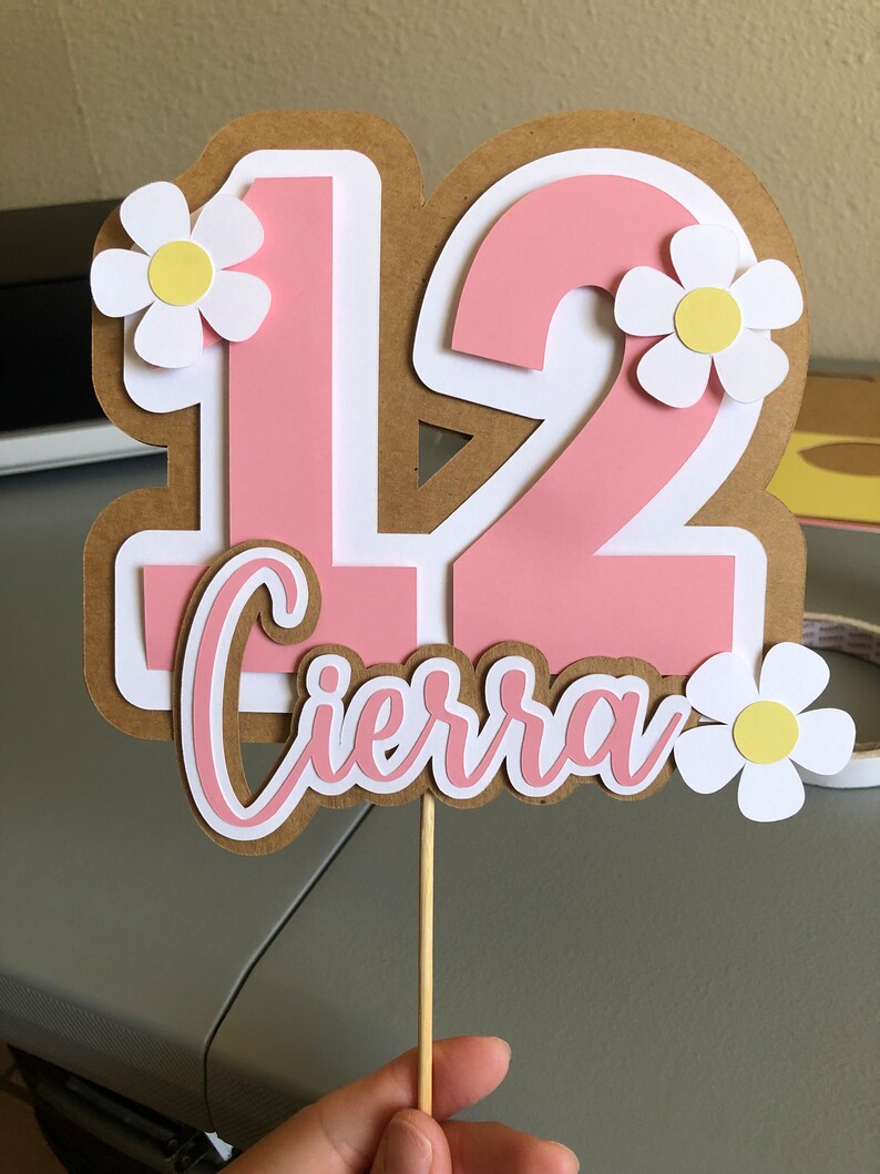 Daisy Cake Topper Girls Name and Number Cake Topper Retro - Etsy