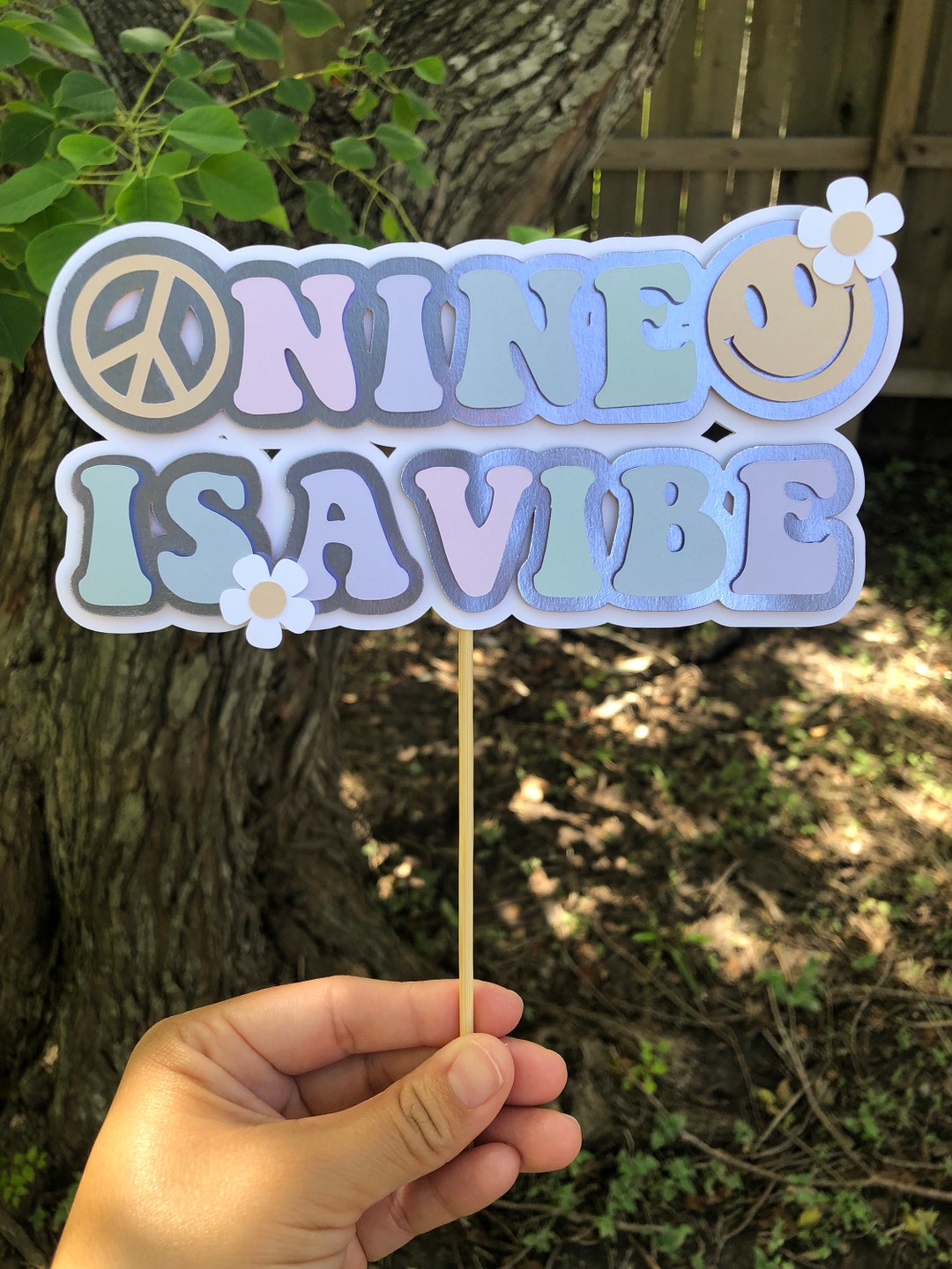 Nine is a Vibe Cake Topper | 9 is a Vibe Cake Topper | Groovy Cake ...