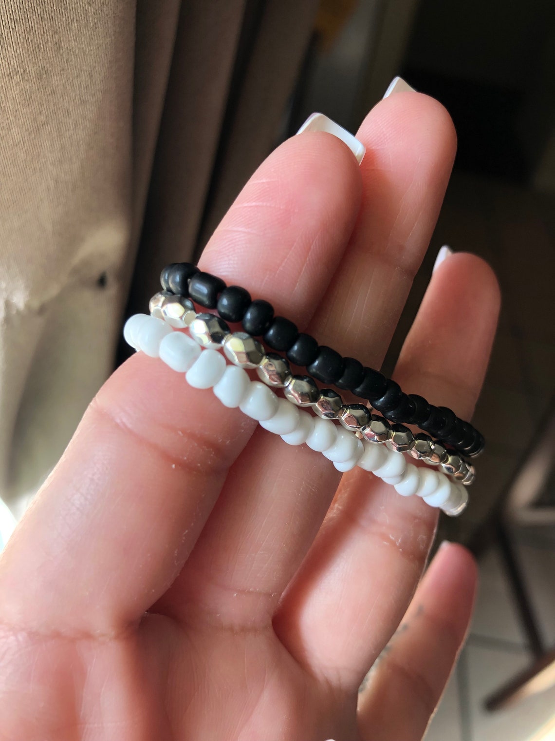 Little Girls Stack Bracelet Set Black and Silver Stack - Etsy