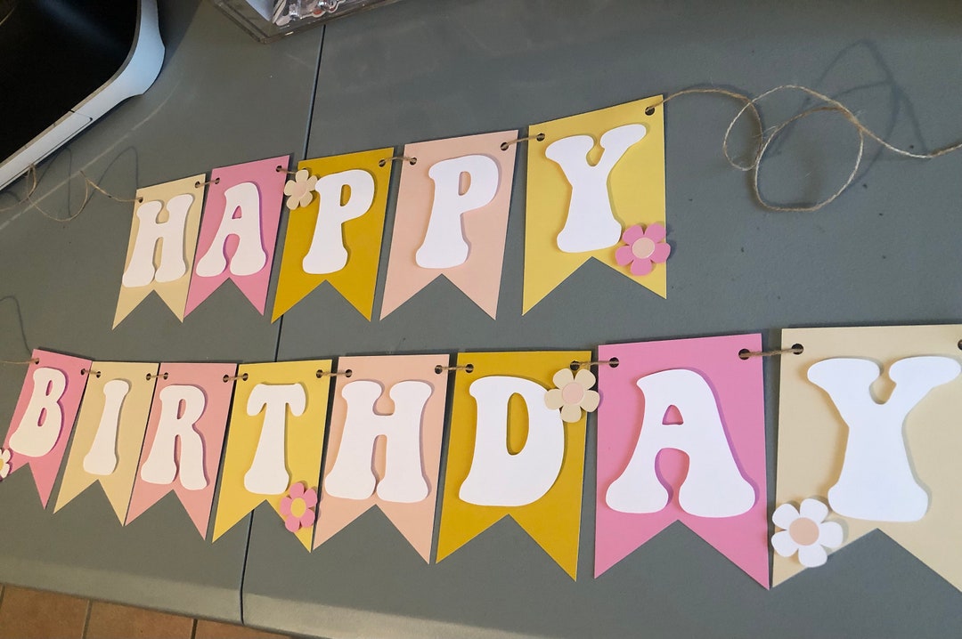 Happy Birthday Banner | Groovy Banner | Retro Banner | Groovy Birthday ...