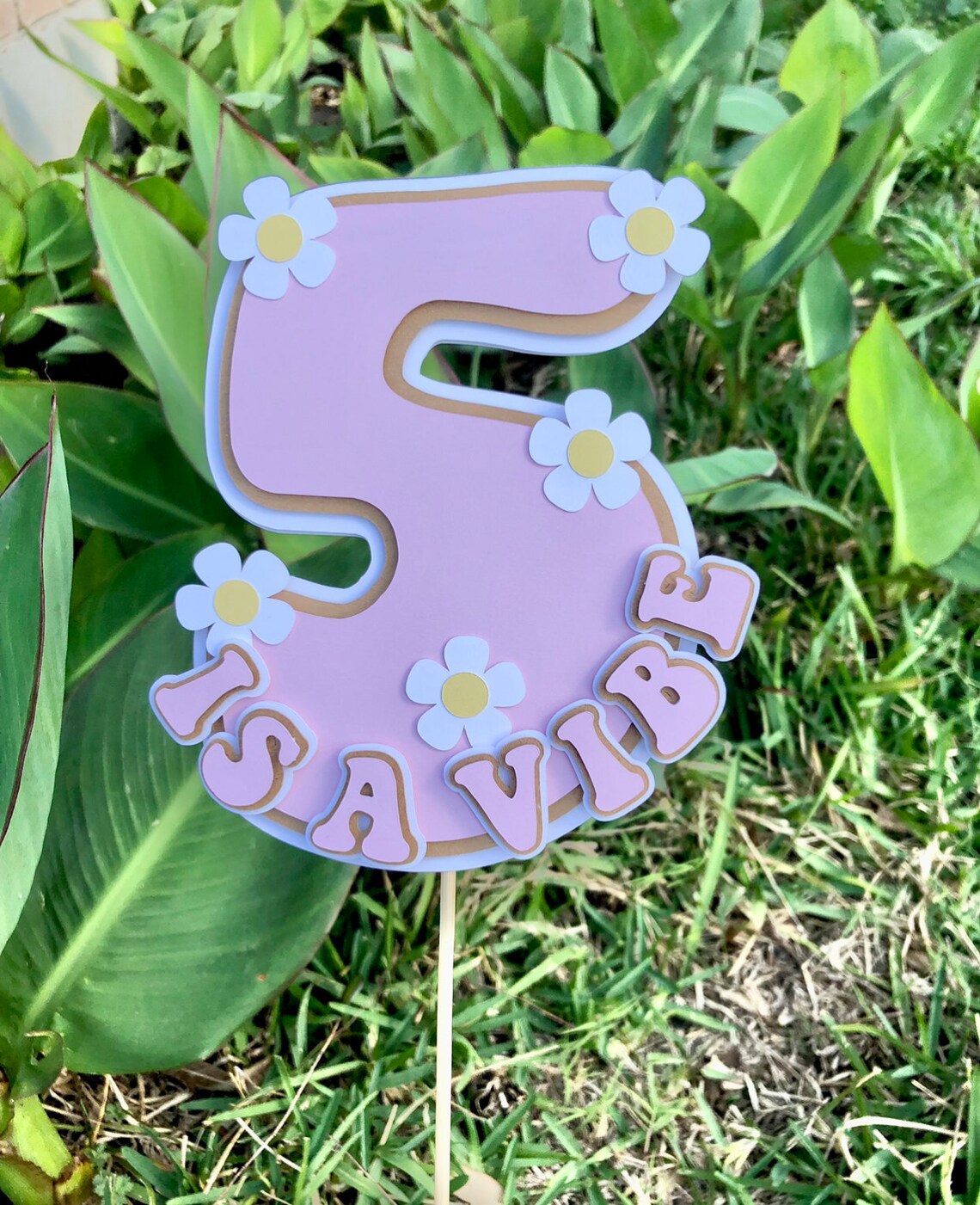 Five is a Vibe Cake Topper | Fifth Birthday Cake Topper | Groovy Cake ...
