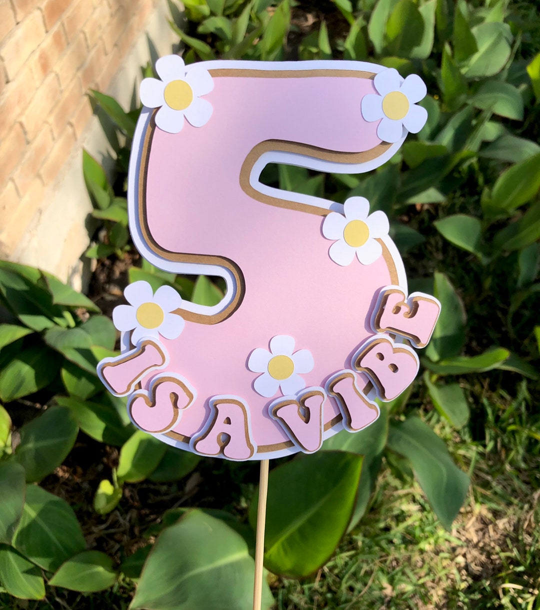 Five is a Vibe Cake Topper | Fifth Birthday Cake Topper | Groovy Cake ...