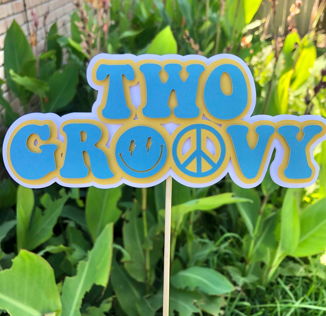 Two Groovy Cake Topper | Groovy Cake Topper | Retro Cake Topper ...