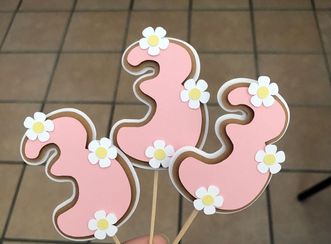 Number Cupcake Toppers | 3 Cupcake Toppers | Retro Cupcake Toppers ...