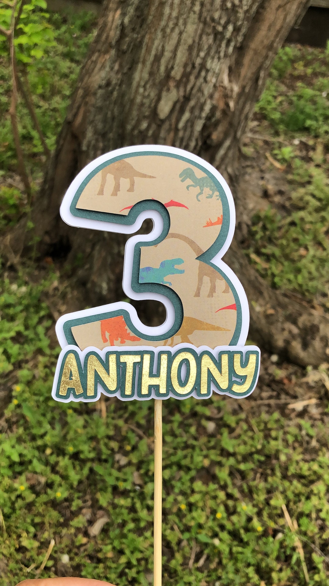 Dinosaur Number Cake Topper | Boys Dinosaur Cake Topper | Custom Number ...